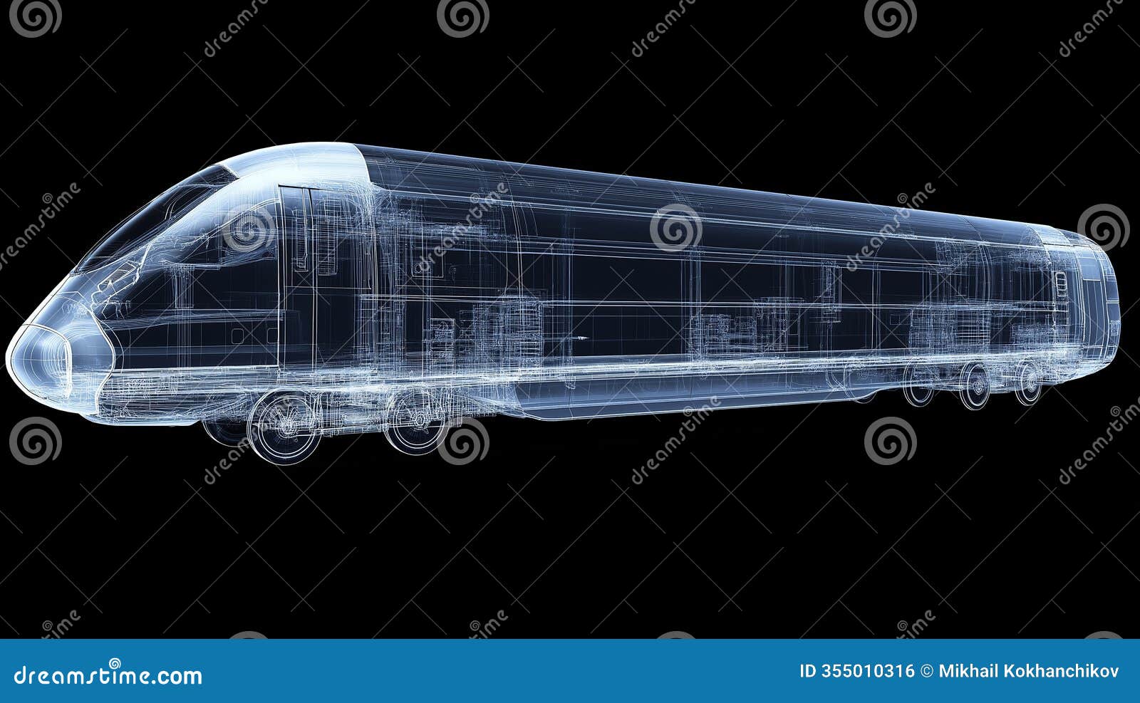 Modern Train Design Showcasing Wireframe Structure and Innovative ...