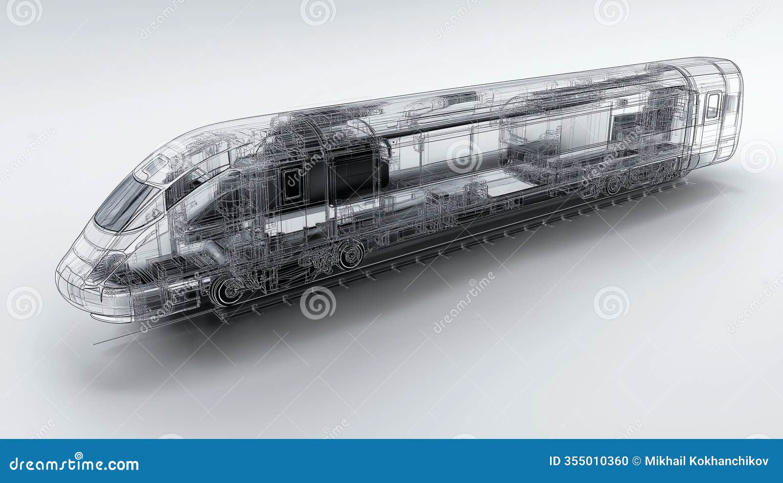 Modern Train Design Showcasing Wireframe Structure and Innovative ...
