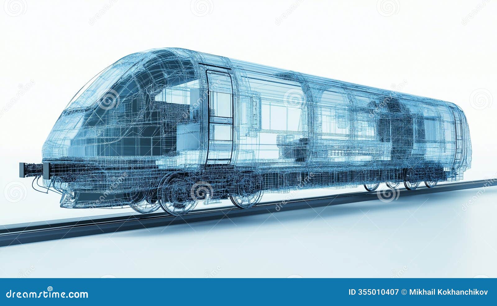 Modern Train Design Showcasing Wireframe Structure and Innovative ...