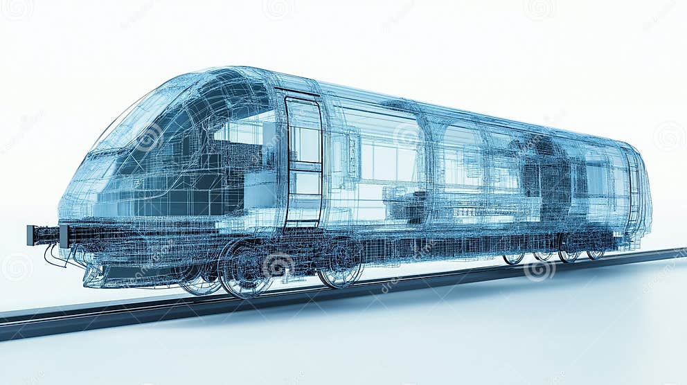 Modern Train Design Showcasing Wireframe Structure and Innovative ...