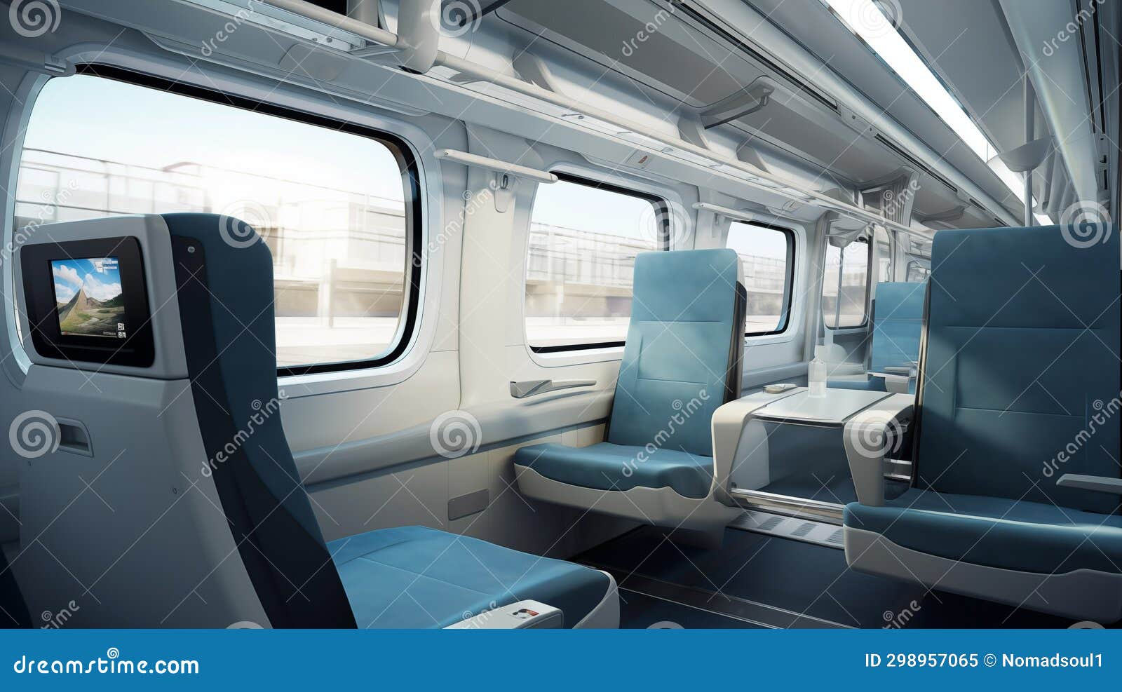 Modern Train Interior with Seats Interior Design. Generative AI Stock ...