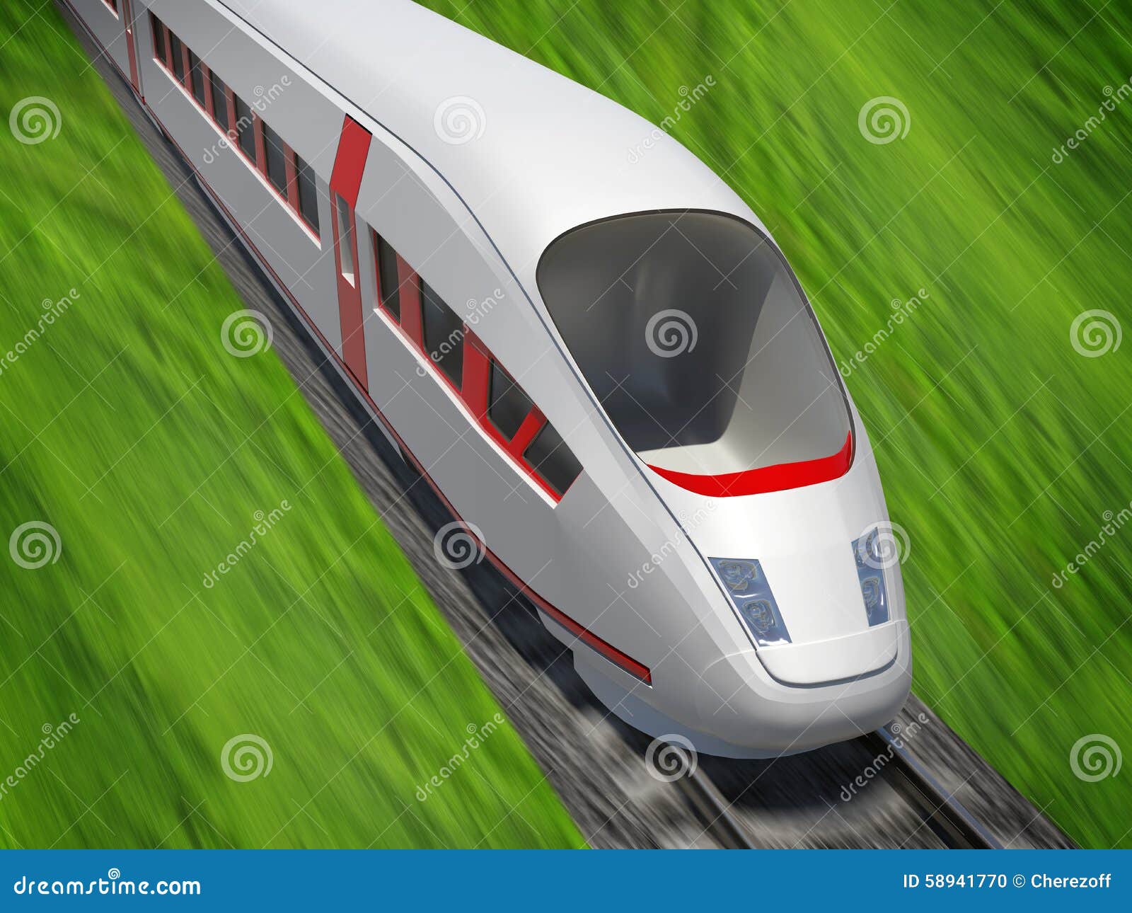 Modern Train Moving Forward on Rail-tracks Stock Illustration ...
