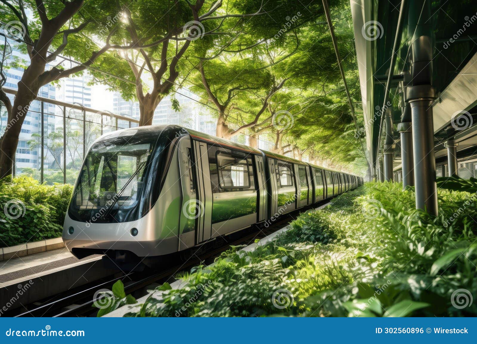 Modern Train is Pictured in a Scenic Environment with Lush Green ...