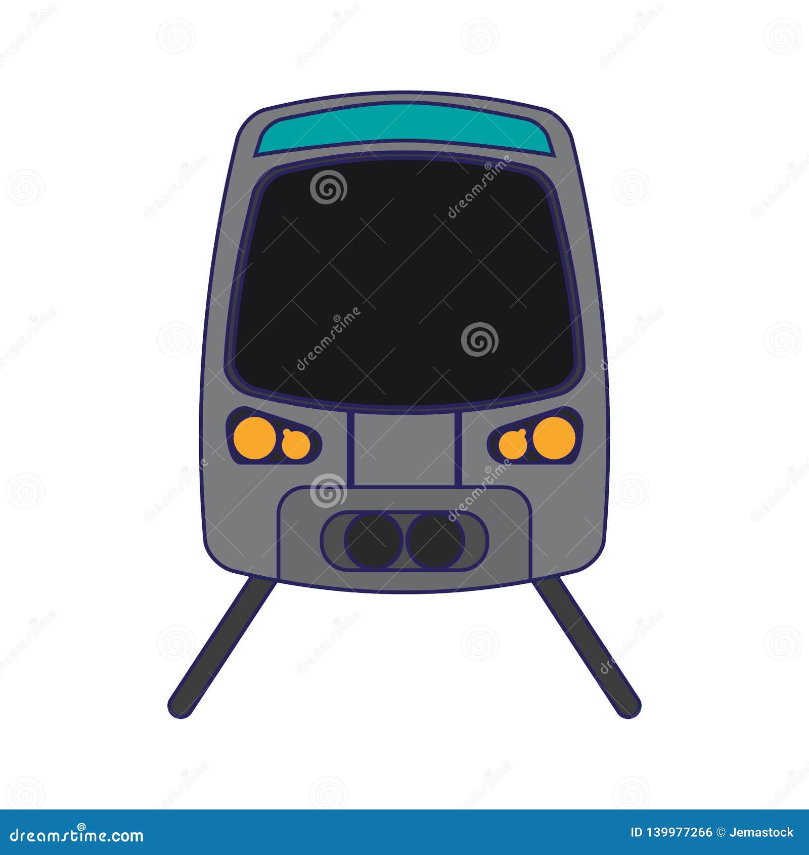 Modern Train On Rails Frontview Vector Illustration | CartoonDealer.com ...
