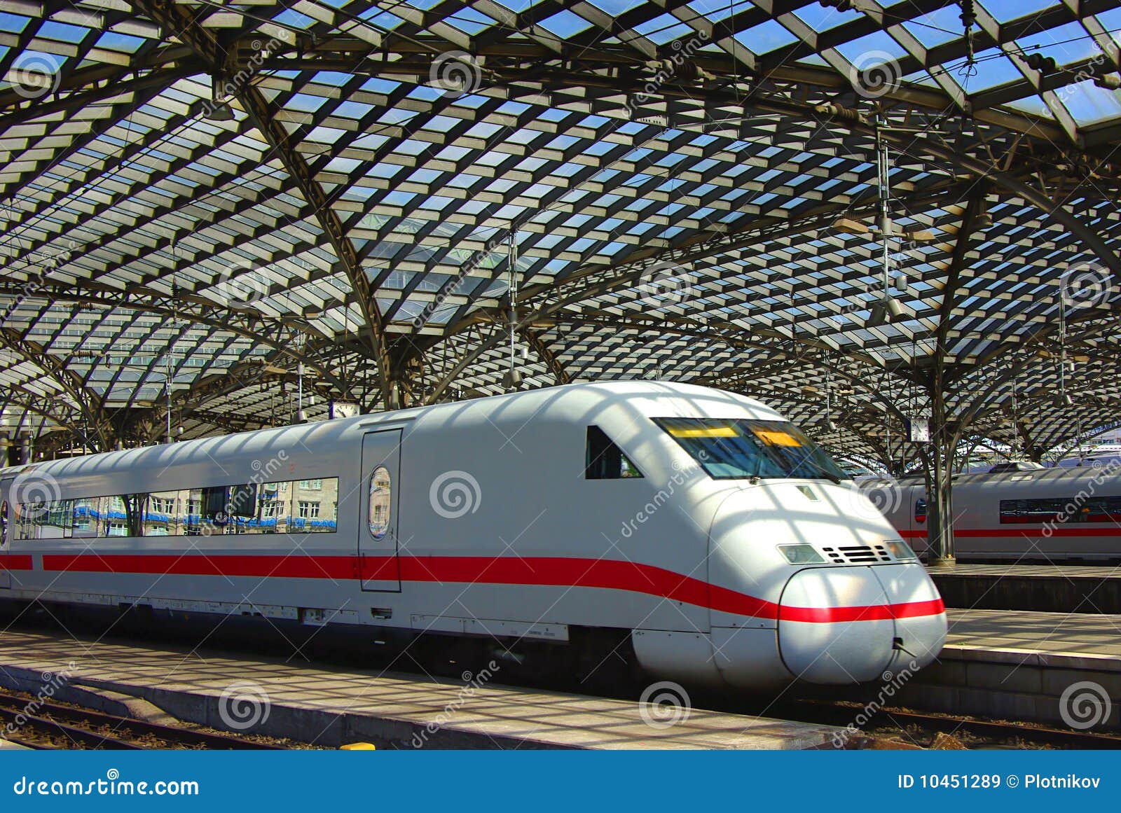 Modern Train on Railway Station in Europe. Stock Image - Image of ...