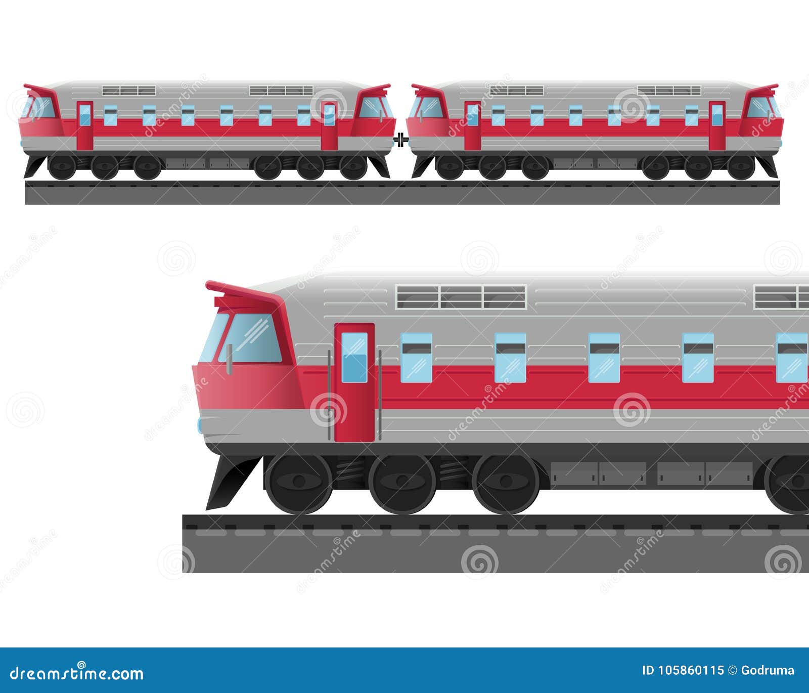 Modern Train On Rails Frontview Vector Illustration | CartoonDealer.com ...