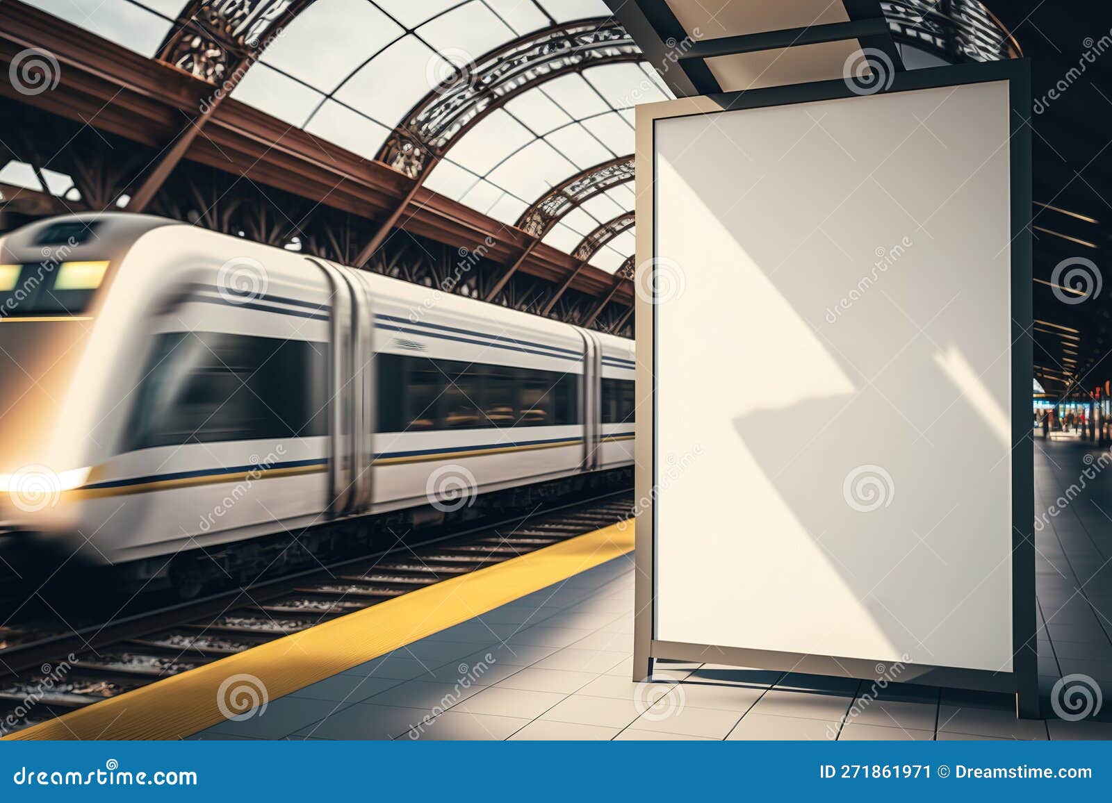 Modern Train Station with Billboard in White for Copy Space or ...