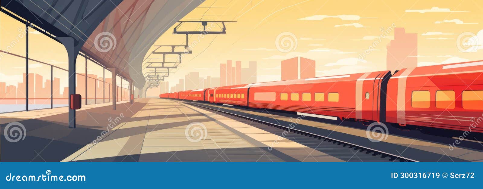 Modern Train Station without People Stock Illustration - Illustration ...