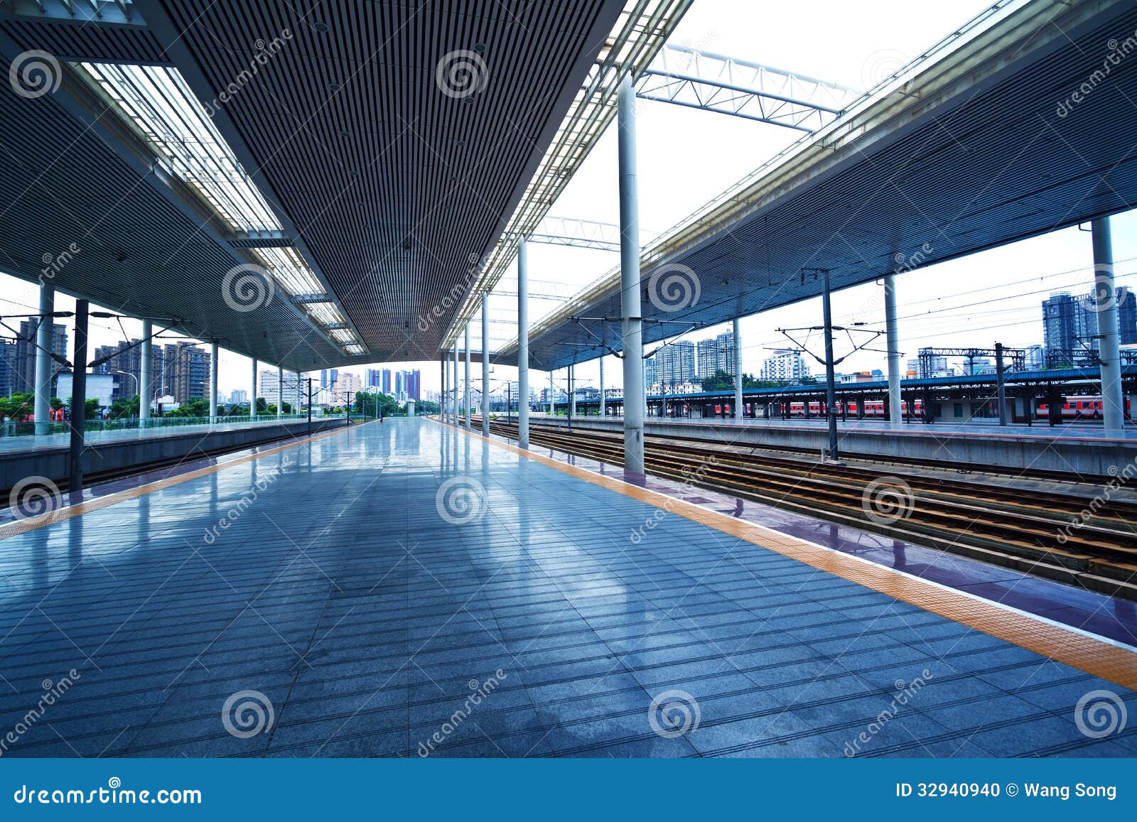 Modern train station stock photo. Image of silhouettes - 32940940