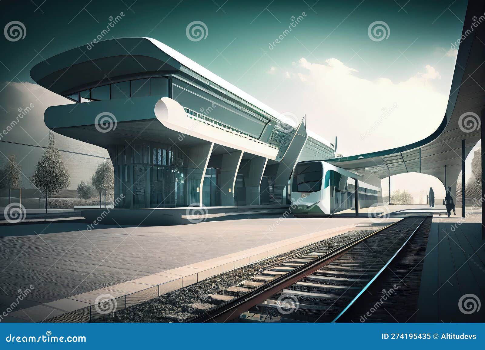 Modern Train Station, with Sleek and Minimalist Design Elements, that ...