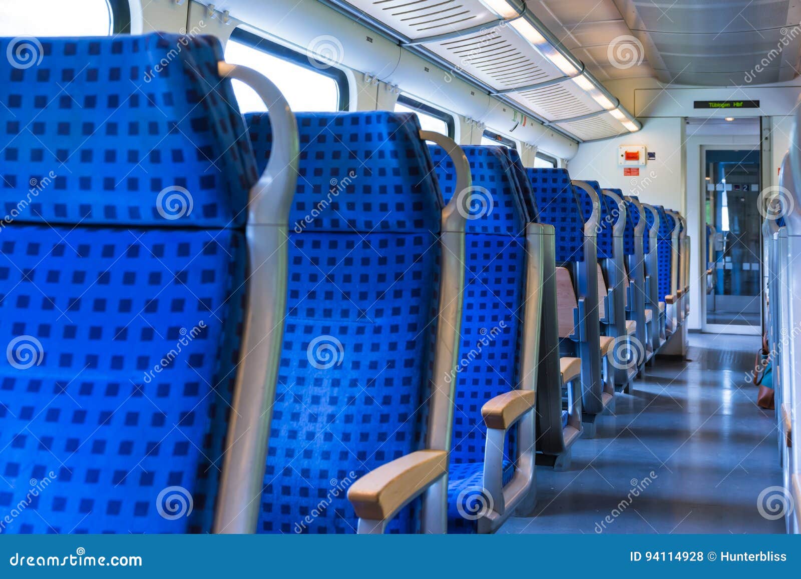 Modern Train Wagon Interior Seats Rows Blue Transportation White ...