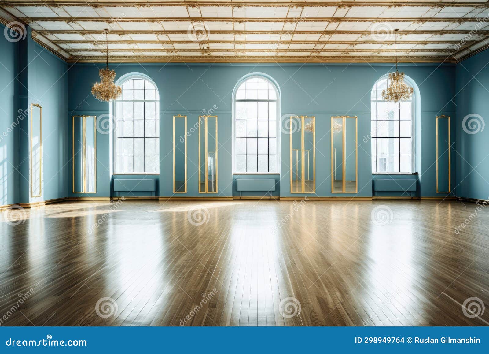 Modern Training Dance Hall Interior Stock Photo - Image of health ...