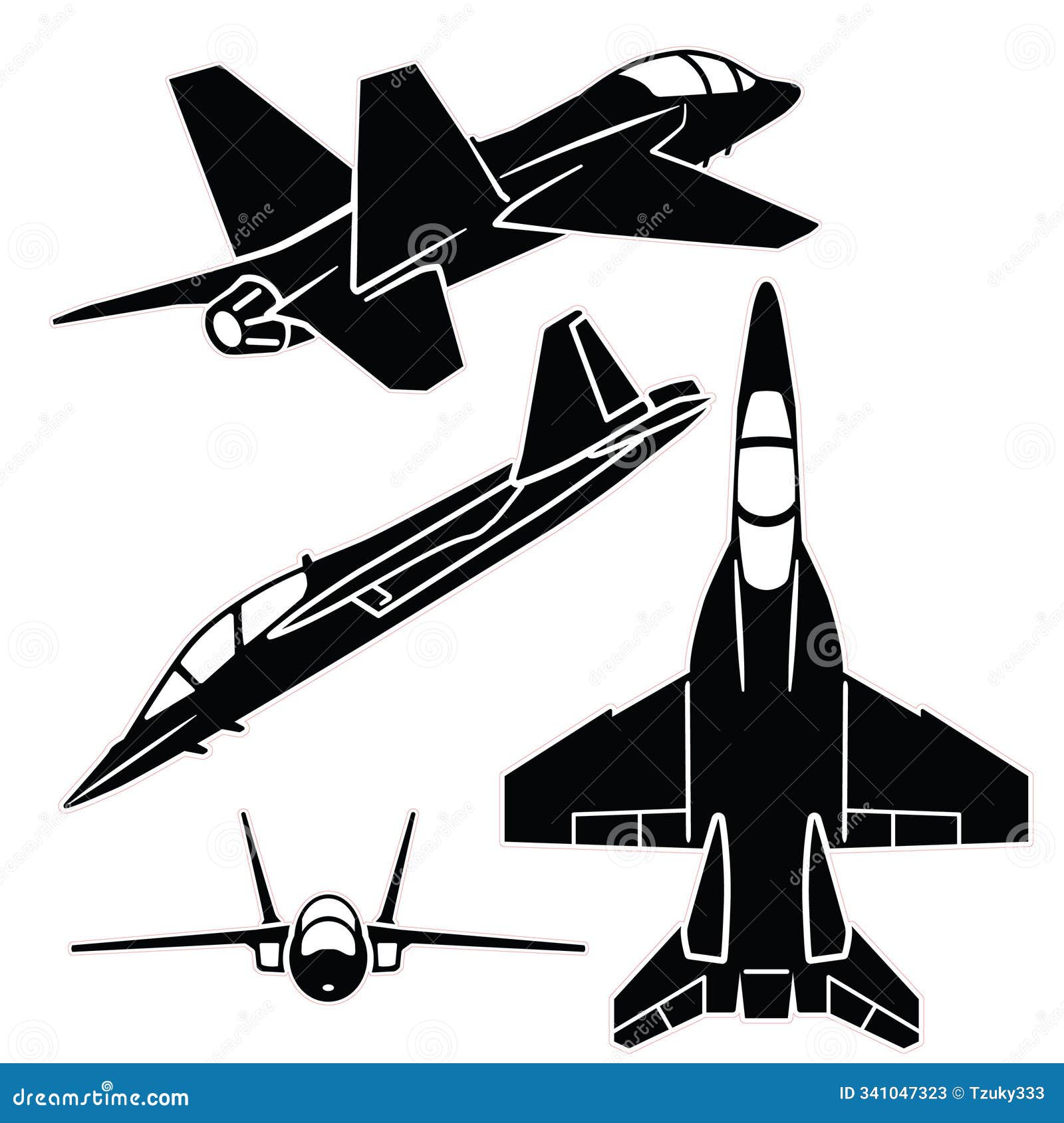 Modern Training Fighter Jet Vector Set Stock Illustration ...
