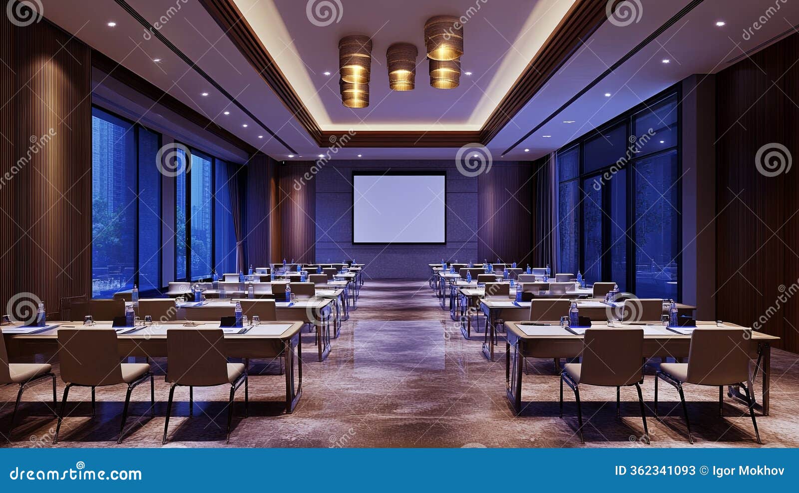 A Modern Training Room Setup with Digital Projectors and Neatly Placed ...