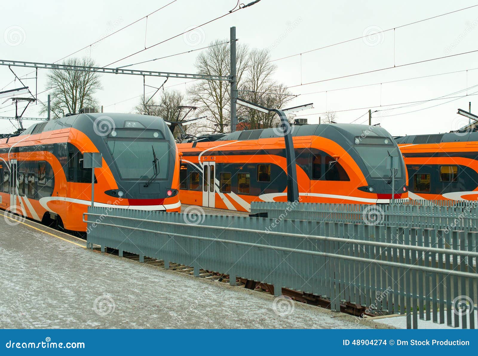 Modern trains. stock photo. Image of electric, arrival - 48904274