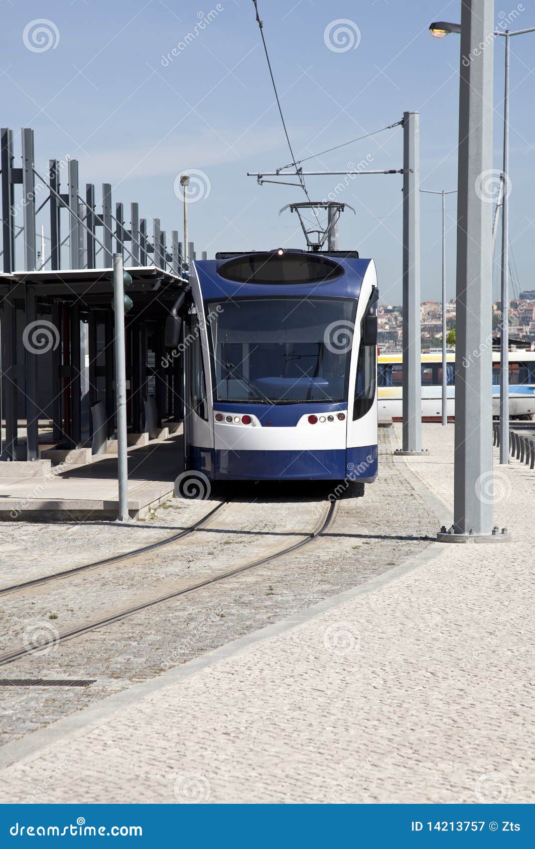 Modern tram stock image. Image of rails, transport, white - 14213757
