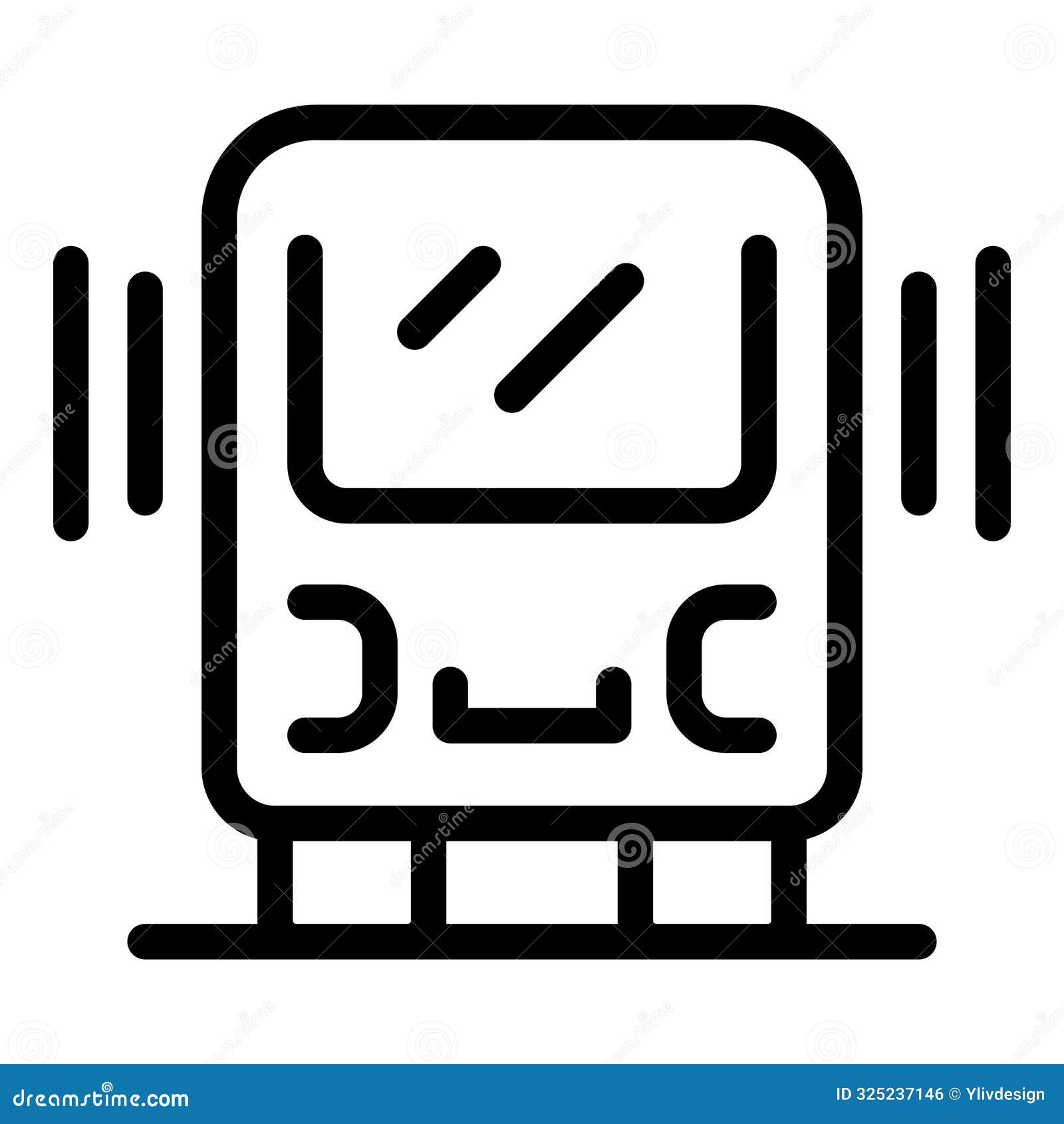 Modern Tram Arriving at Public Transportation Stop Icon Stock Vector ...