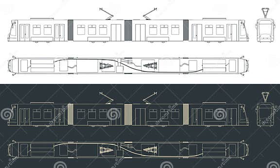 Modern tram blueprints stock vector. Illustration of travel - 274358760