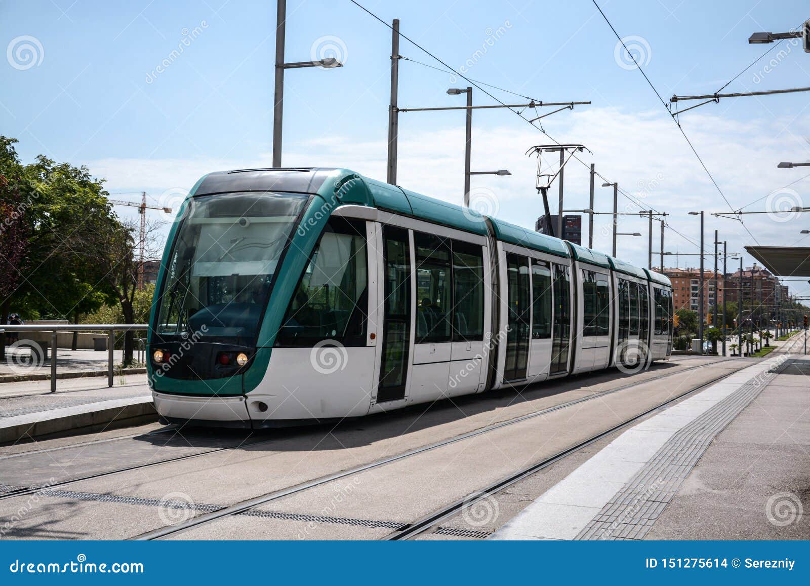 Modern tram in city stock photo. Image of outdoors, express - 151275614