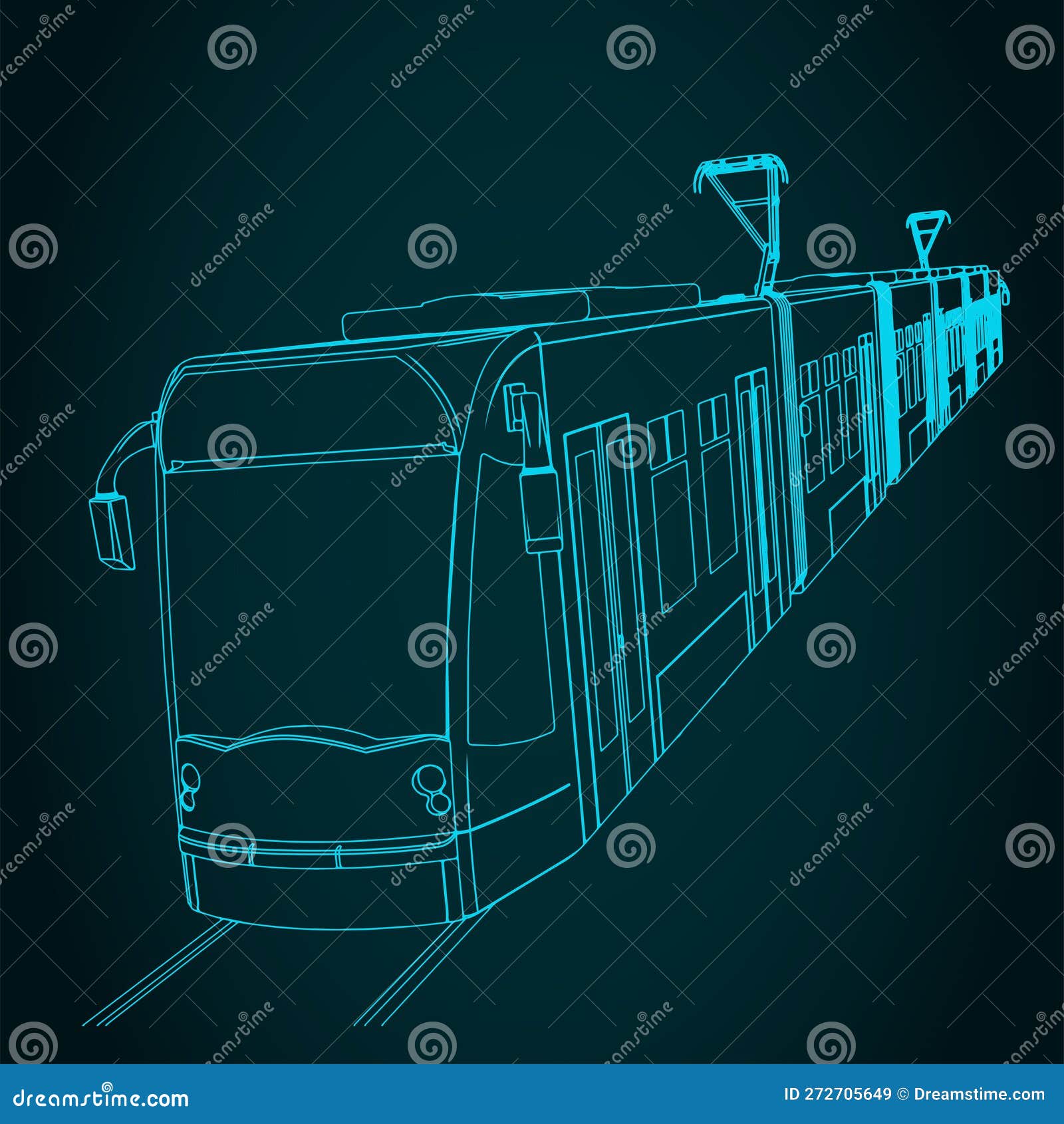 Modern tram drawing stock vector. Illustration of train - 272705649