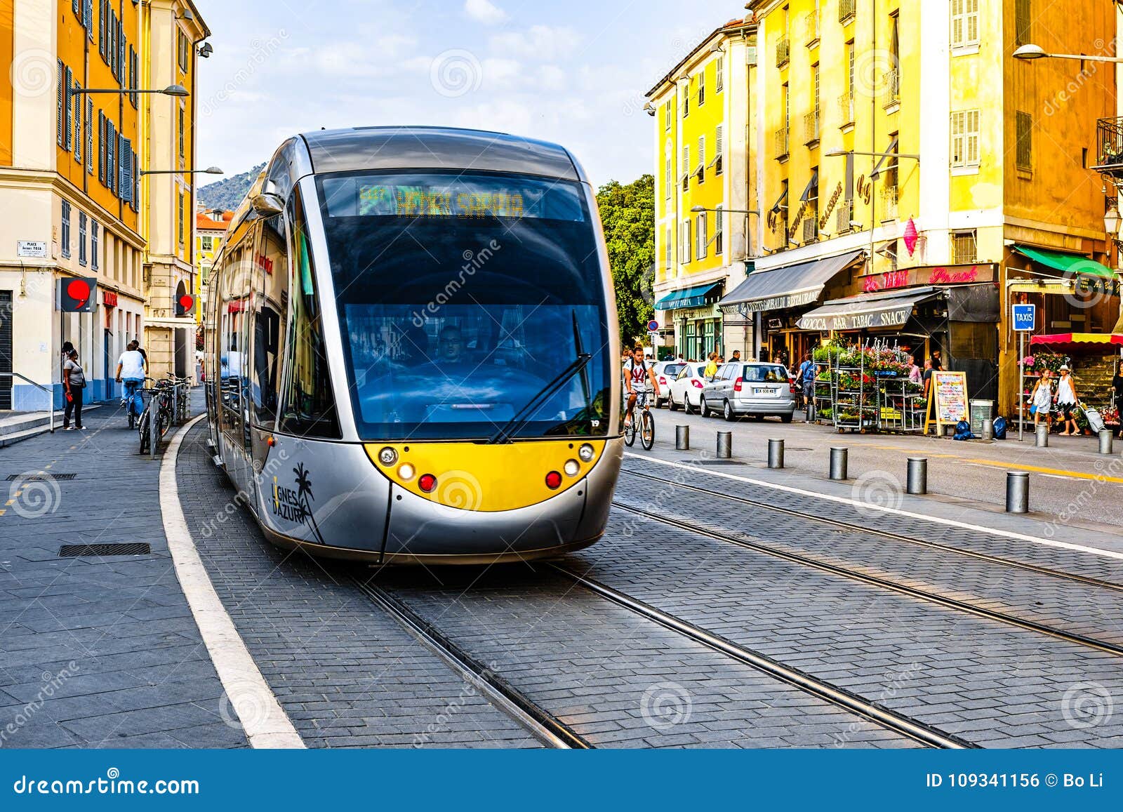 Tram in Nice editorial photo. Image of building, fast - 109341156