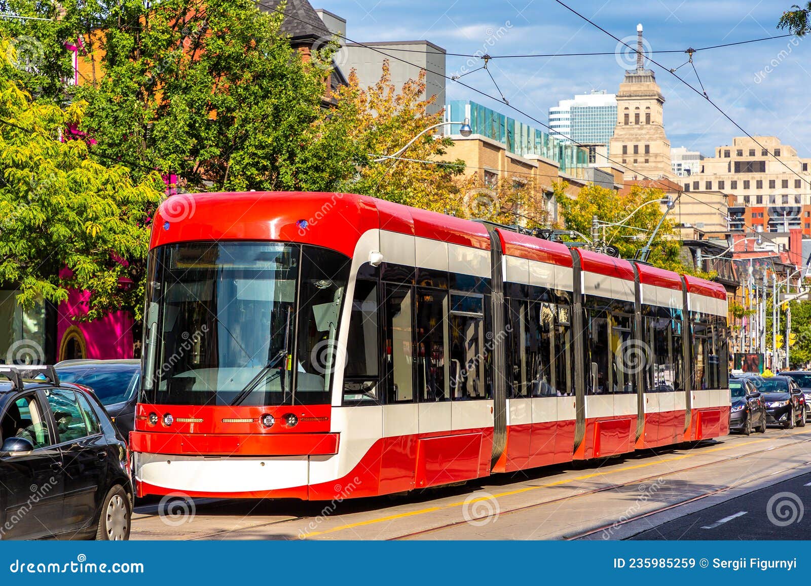 Modern tram in Toronto stock image. Image of ontario - 235985259