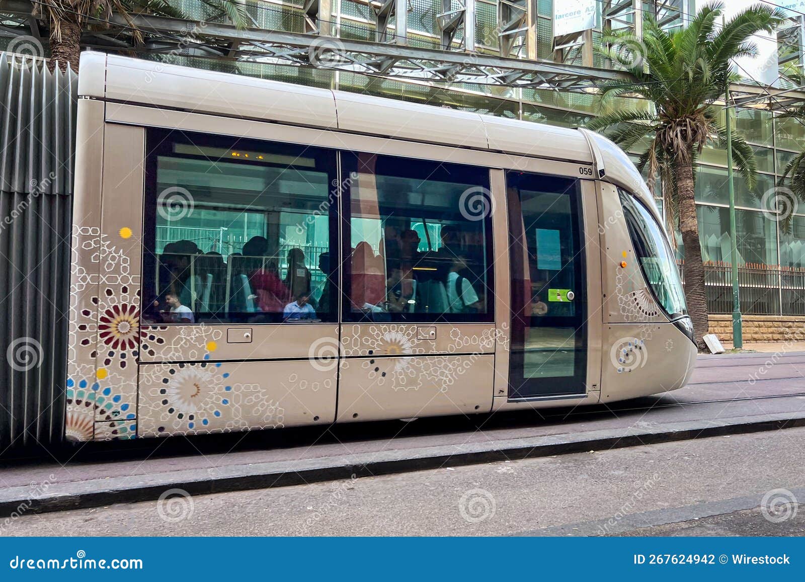 A Modern Tramway Passing on the Road in Rabat Editorial Photography ...