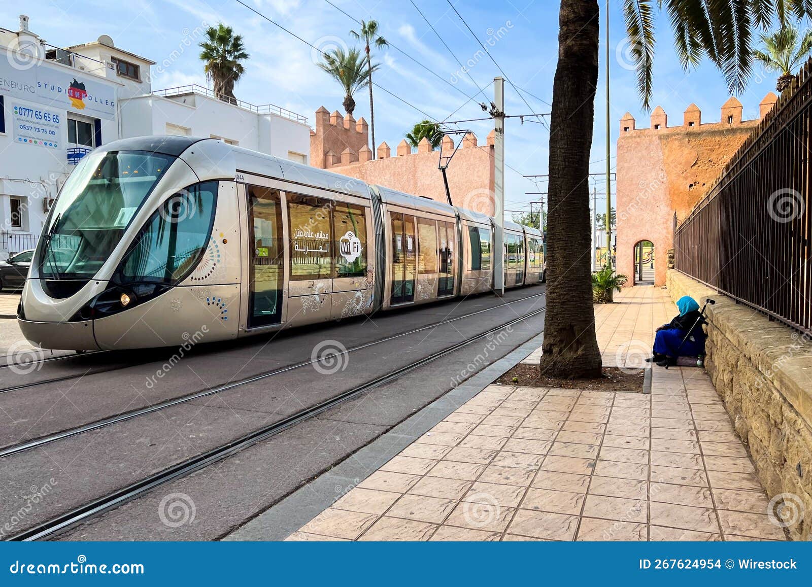 A Modern Tramway Passing on the Road in Rabat Editorial Stock Image ...