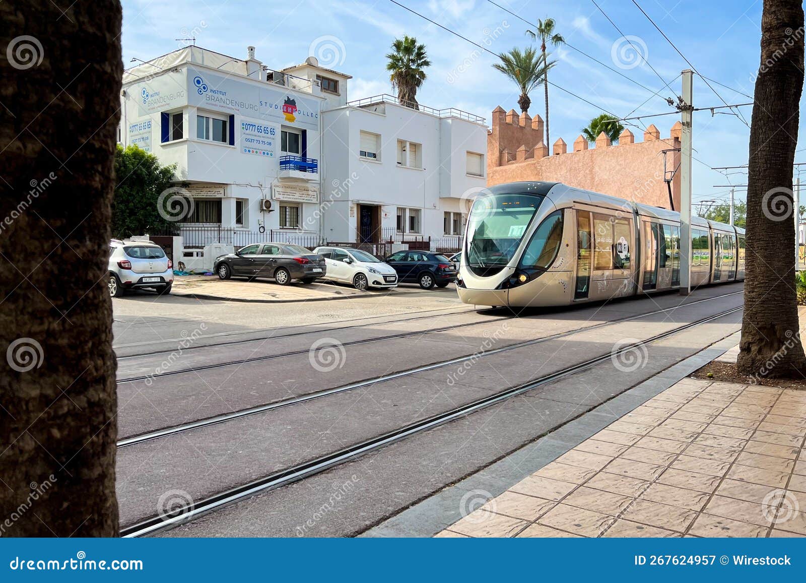 A Modern Tramway Passing on the Road in Rabat Editorial Photography ...