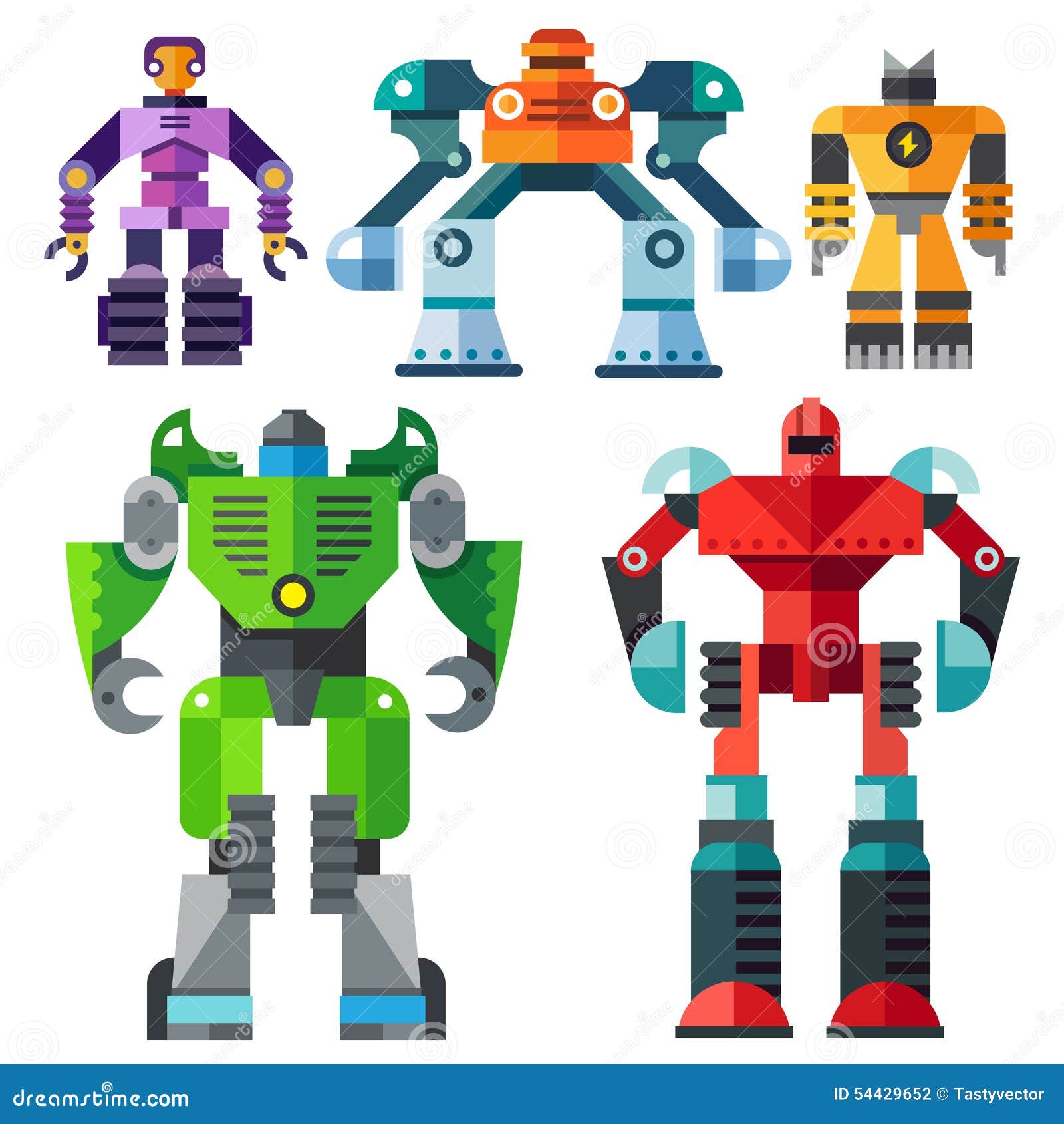 Robots And Transformer Androids Retro Cartoon Toys Character Future ...