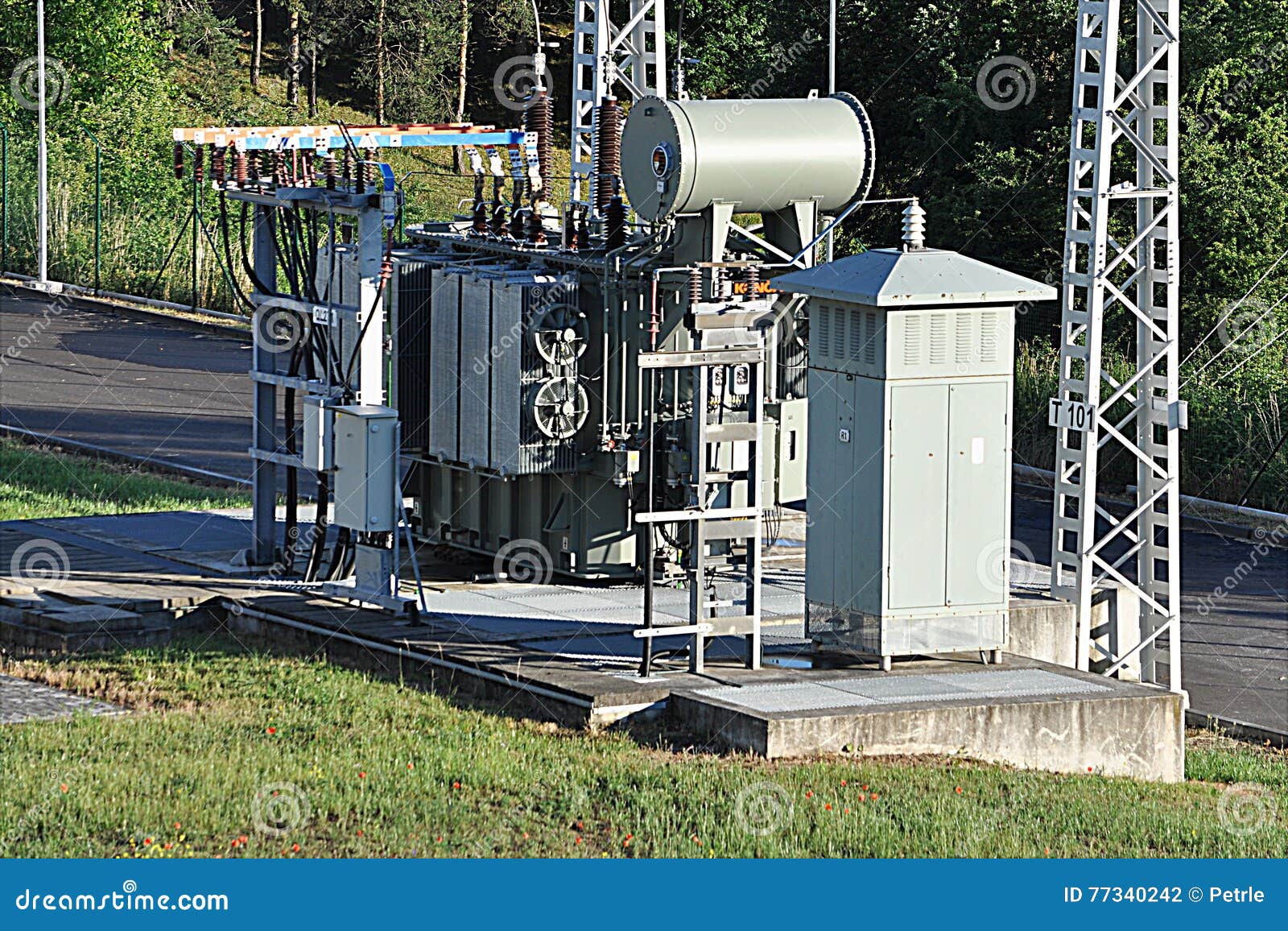 Modern transformers stock photo. Image of work, pylon - 77340242