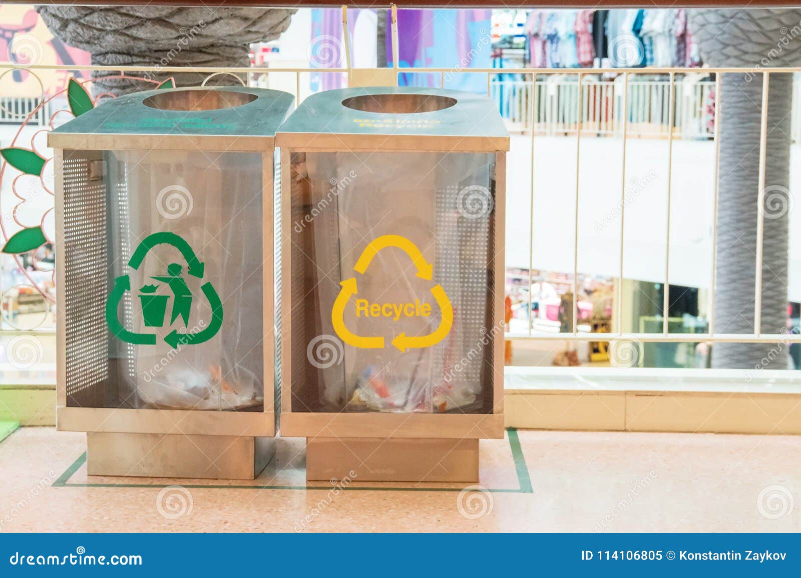 Modern Transparent Containers with Signs for Separate Garbage Waste in ...