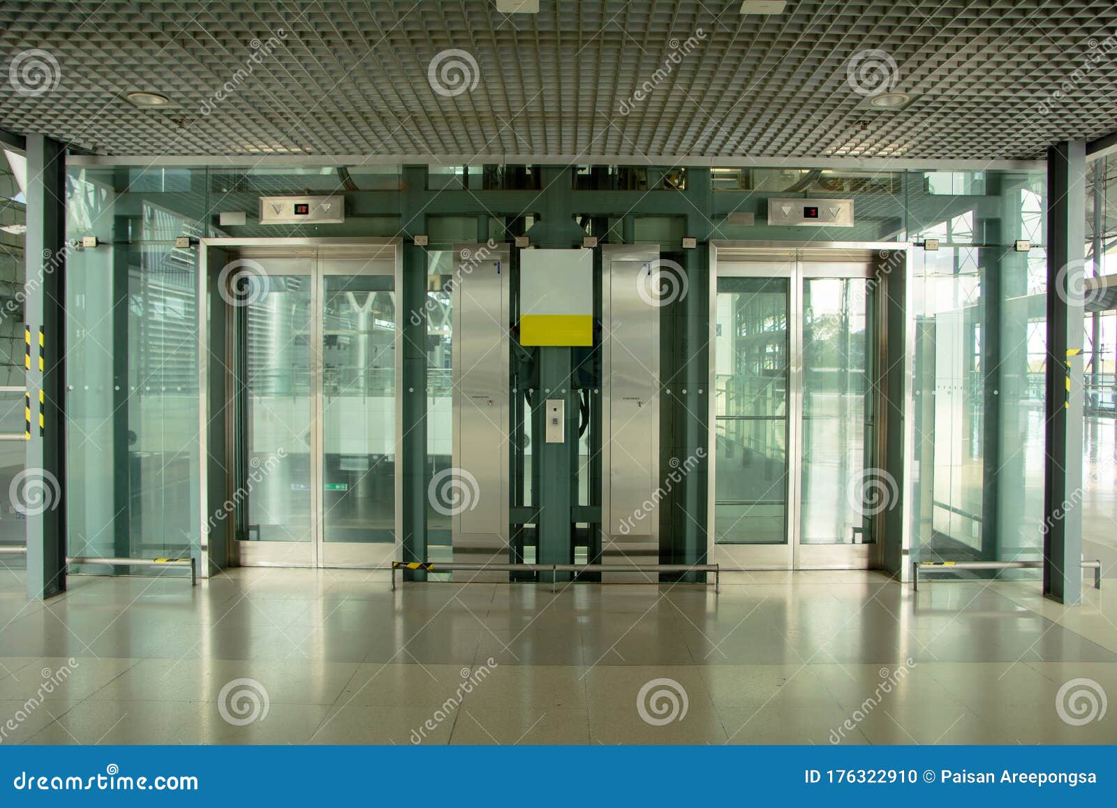 Modern Transparent Elevator in Underground Passage Stock Photo - Image ...