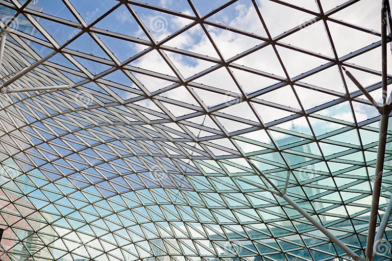 Modern Transparent Glass Ceiling Stock Photo - Image of reflection ...