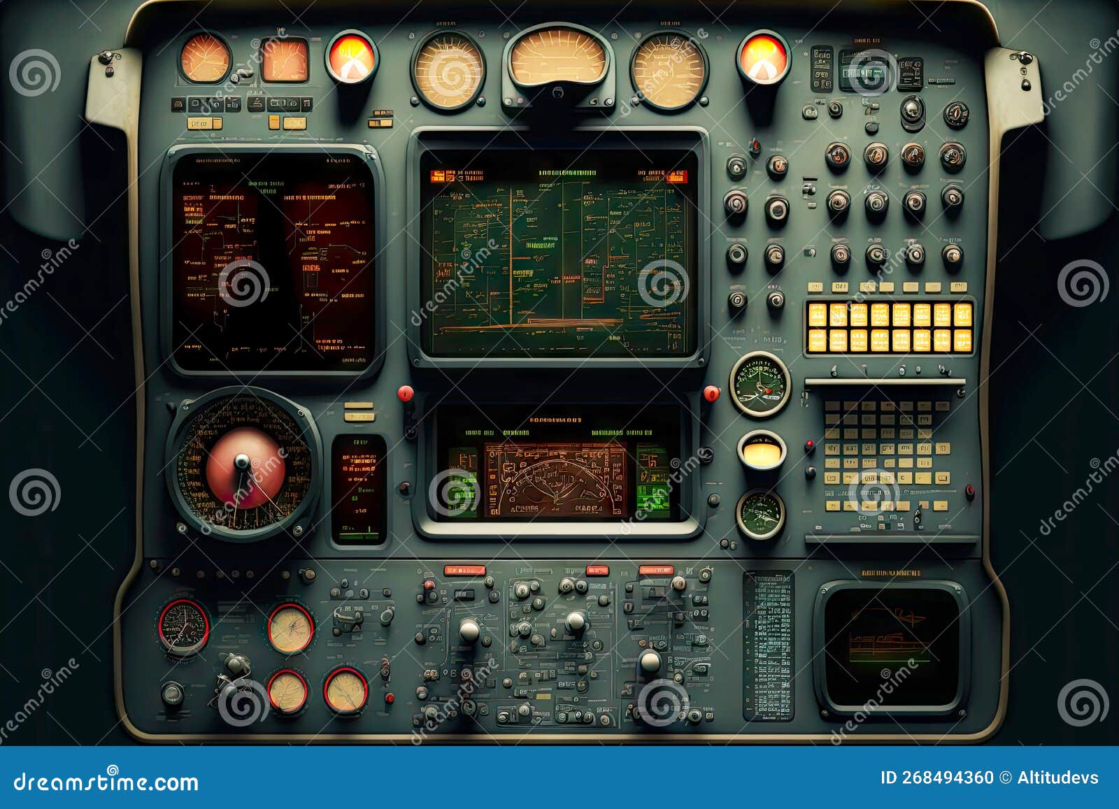 Modern Transport Control Panels in Airplane Cockpit Stock Illustration ...