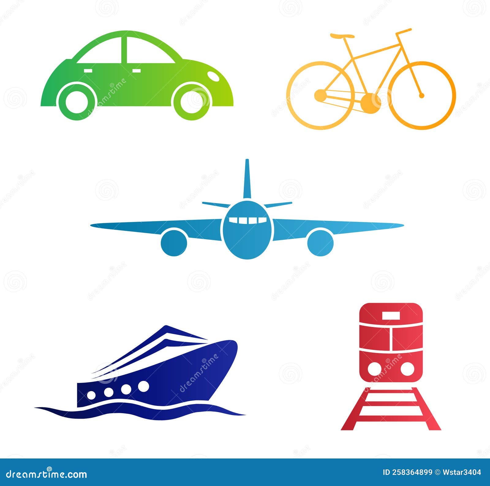 Modern Transport Icons in Gradient Color. Vector Transport Icons Stock ...