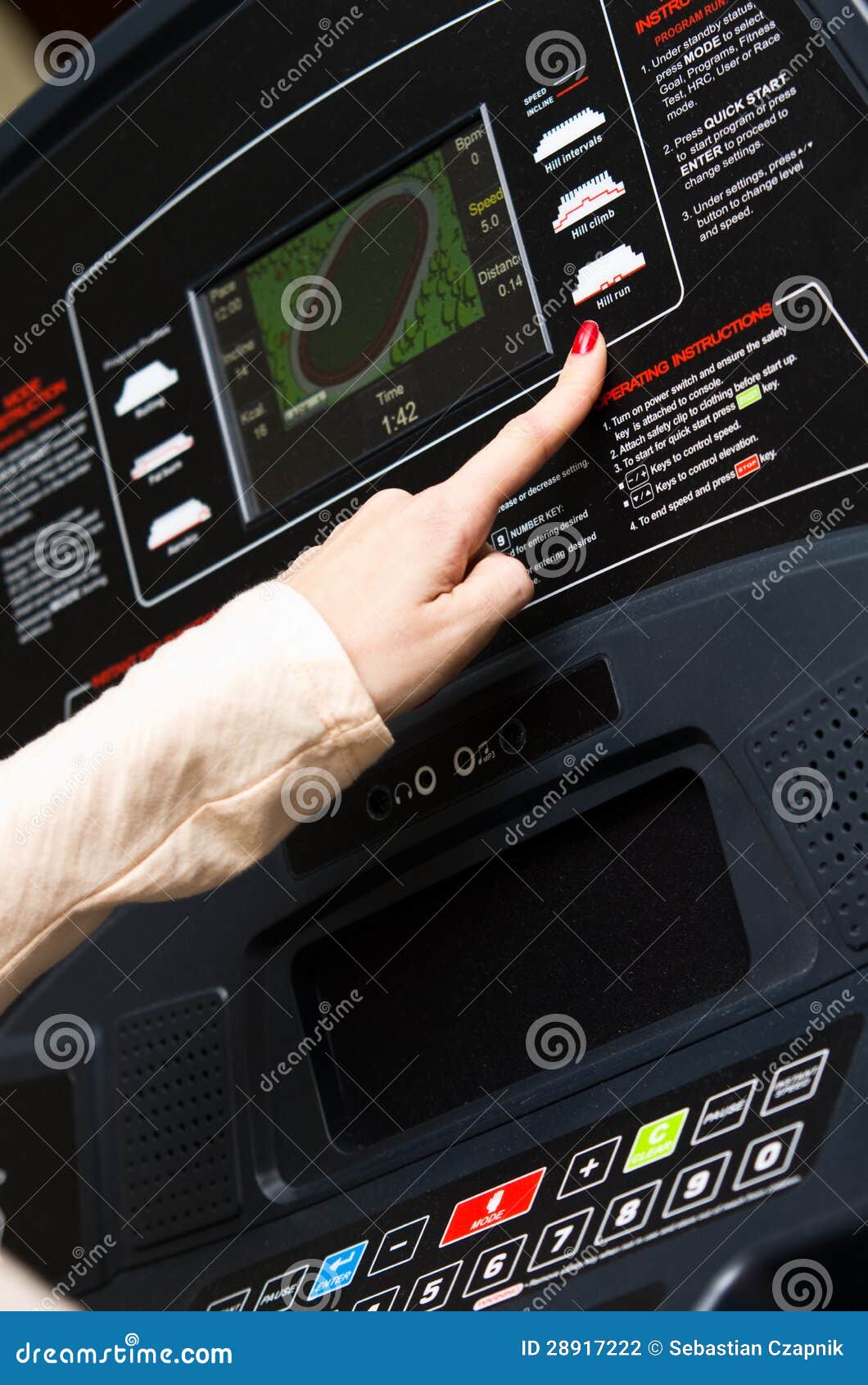 Modern treadmill setting stock photo. Image of touch - 28917222