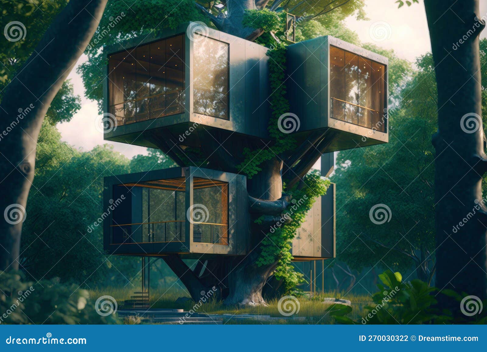 Modern Treehouse Project Created with Generative AI Technology Stock ...