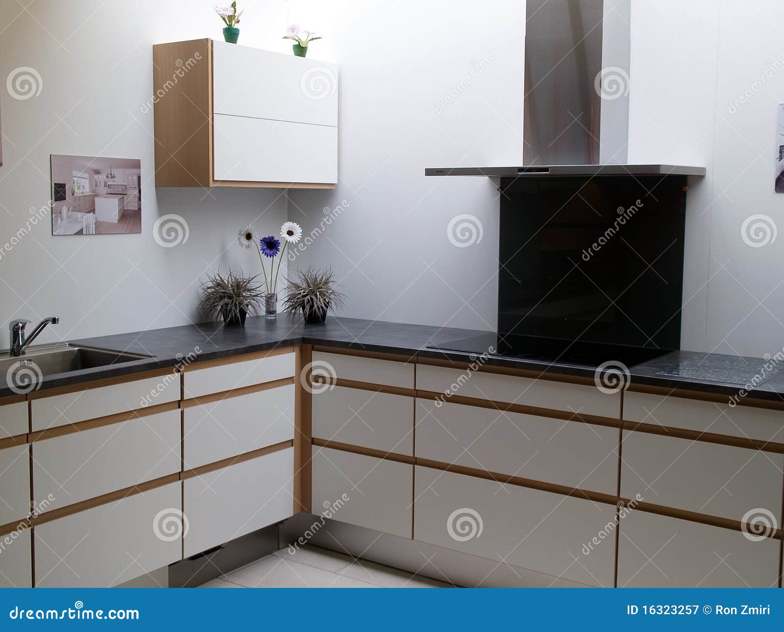 Modern Trendy Clean Design Wooden Kitchen Stock Image - Image of drawer ...