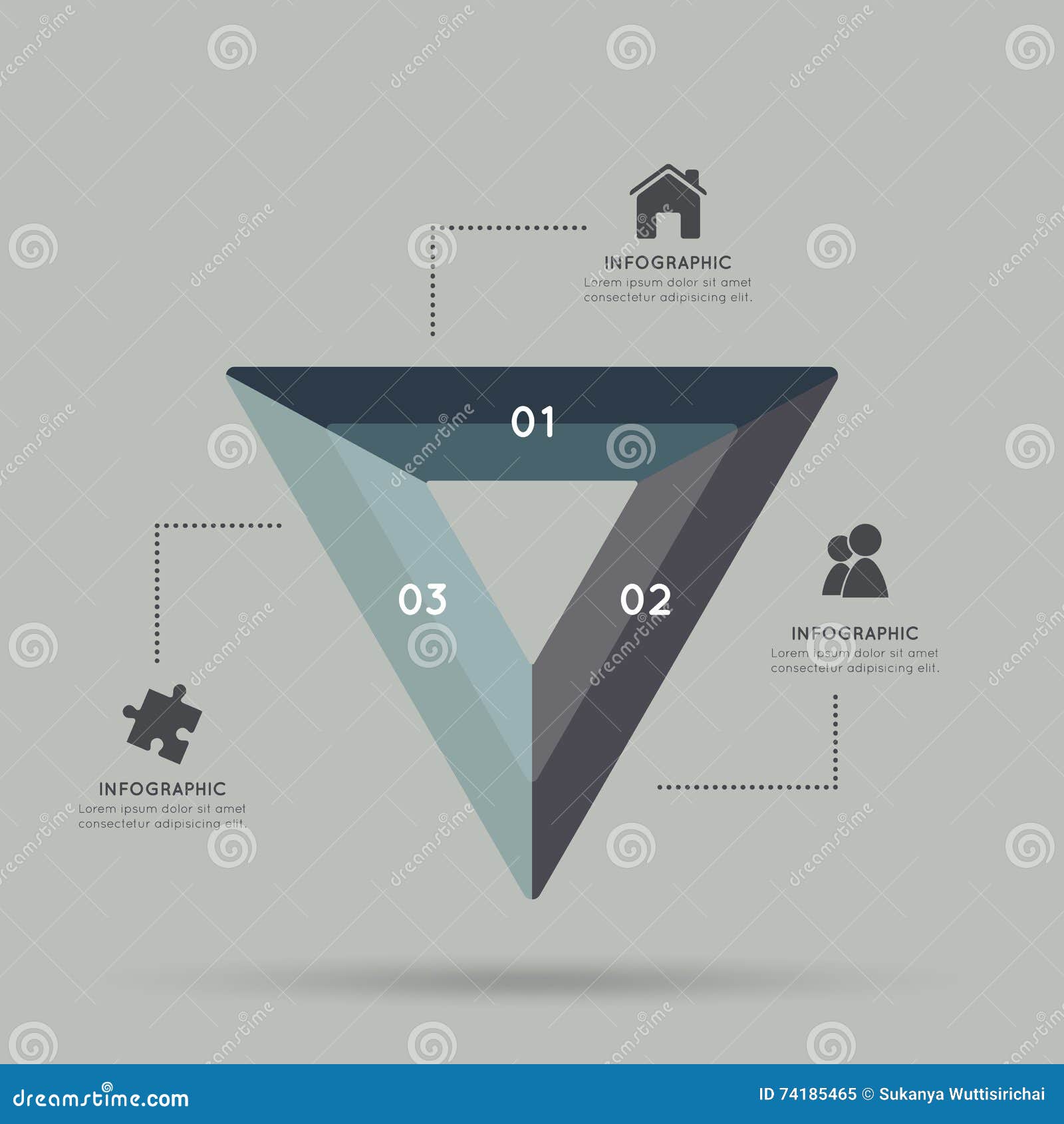 Modern Triangle Infographic for 3 Step Stock Vector - Illustration of ...