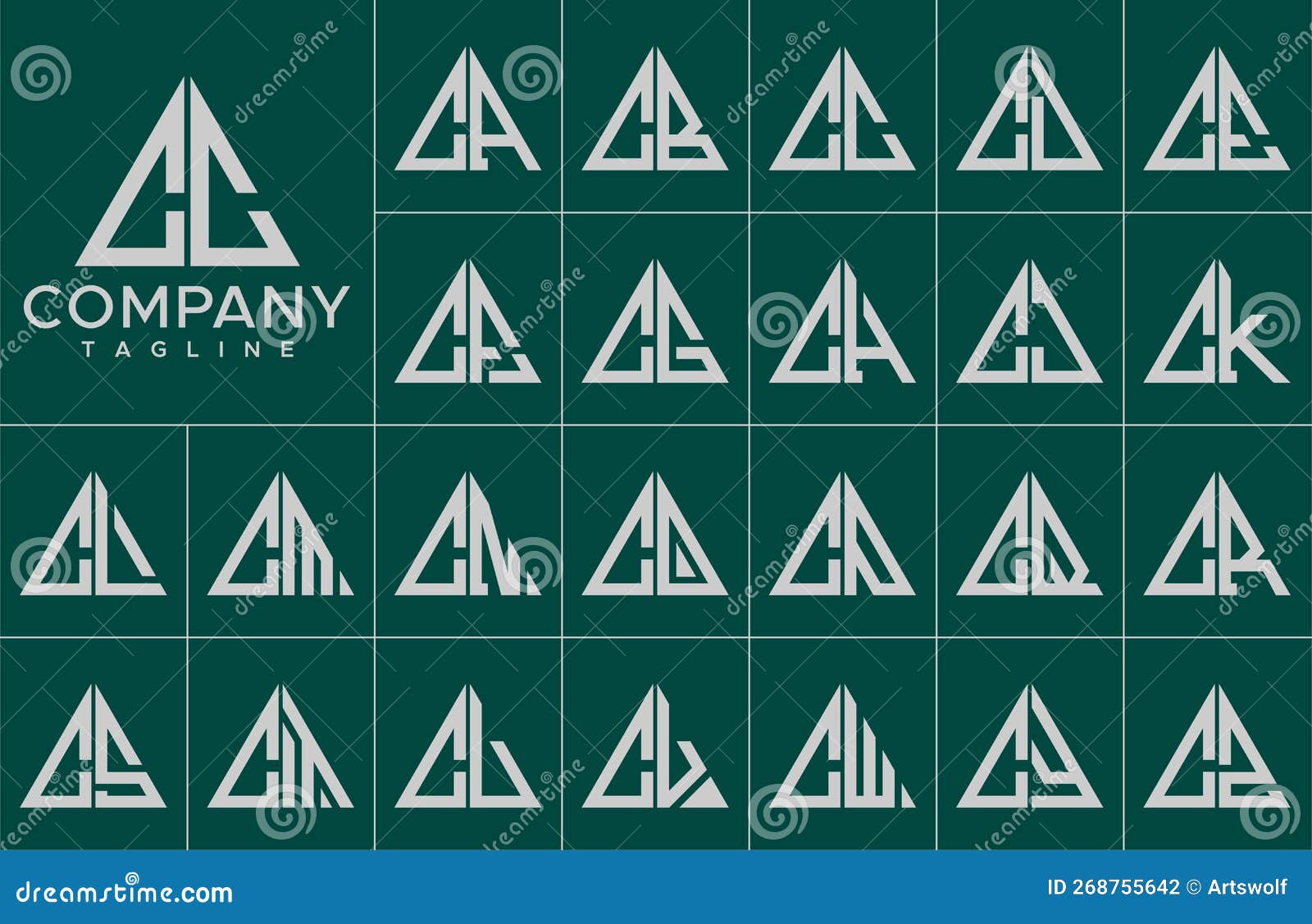 Modern Triangle Letter C Logo Design Template Set. Simple Line C ...