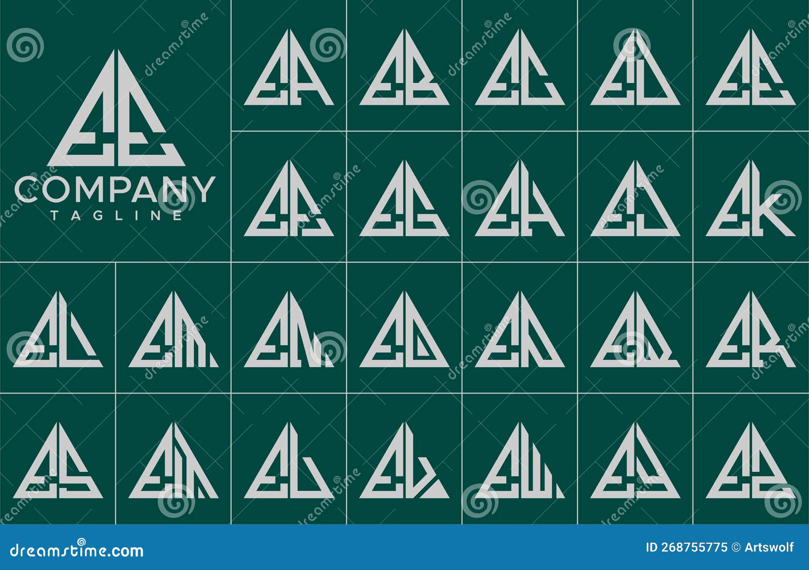 Modern Triangle Letter E Logo Design Template Set. Simple Line E ...