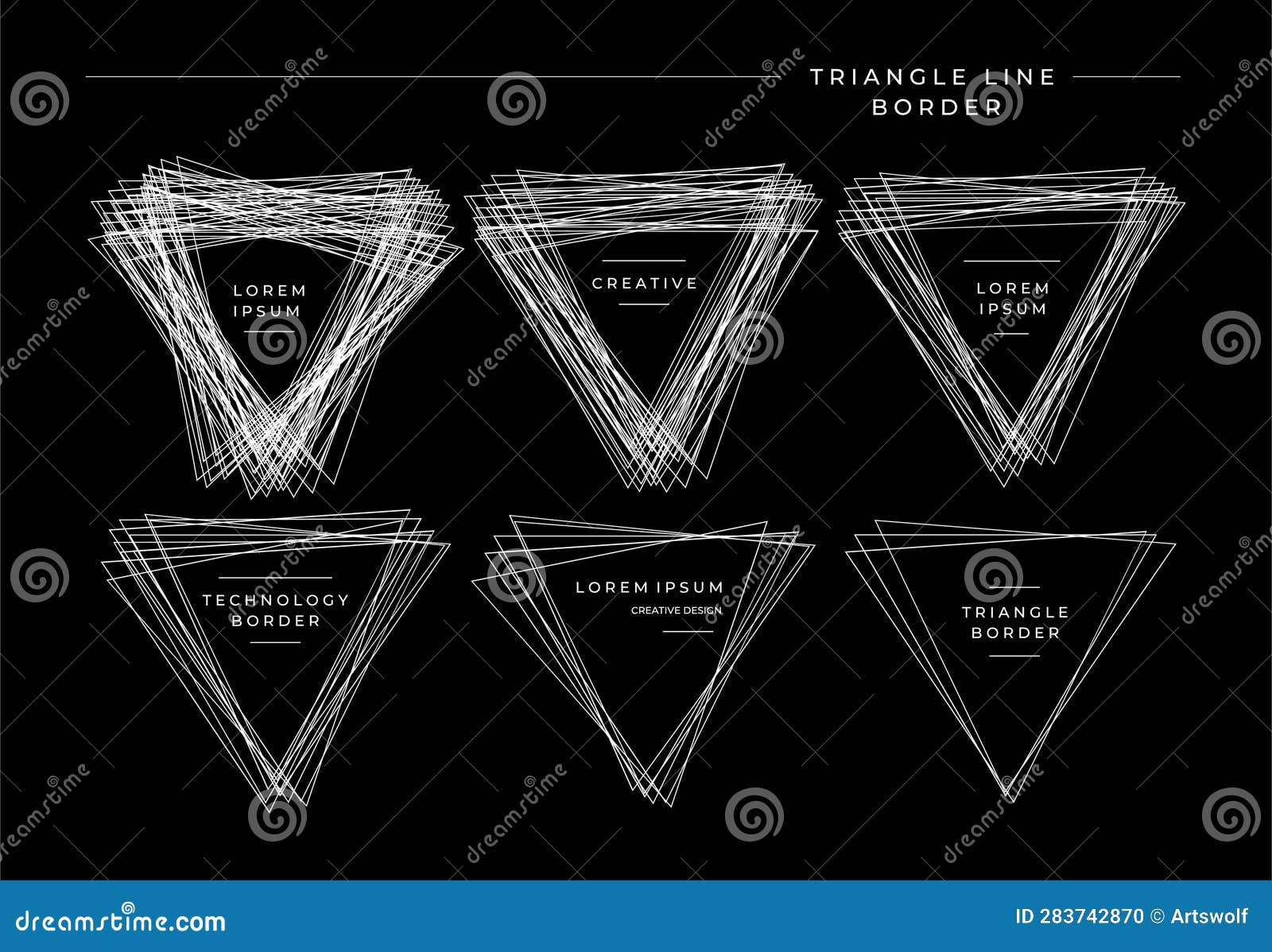 Modern Triangle Line Scribble Border Logo Design Set. Stripe Line ...