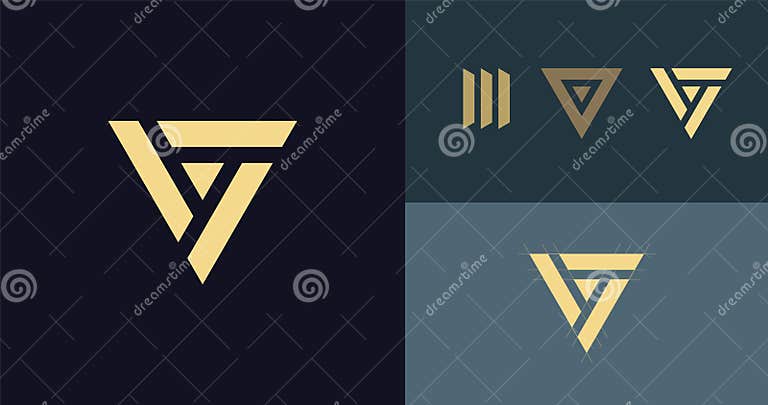 Modern Triangle Logo Isolated on Multiple Background Colors Stock ...