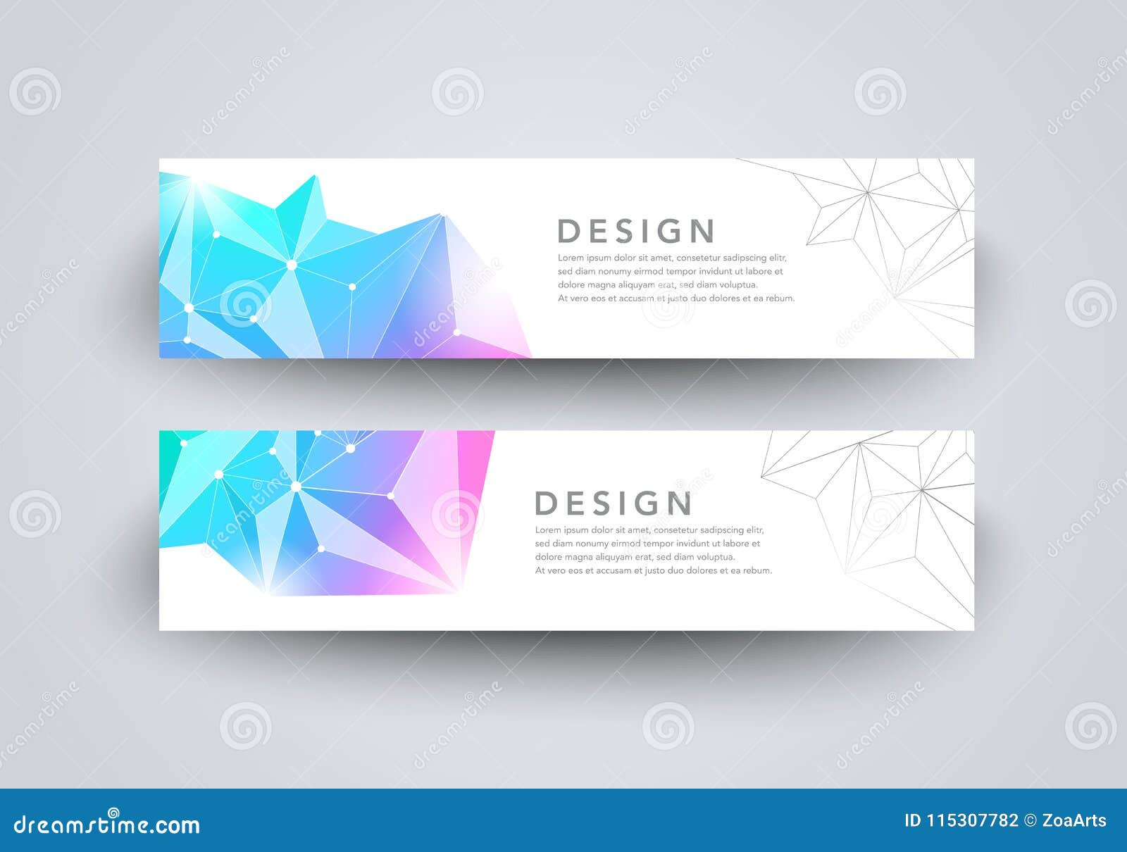 Vector Illustration Modern Triangle Pattern Banner Template Set Stock ...