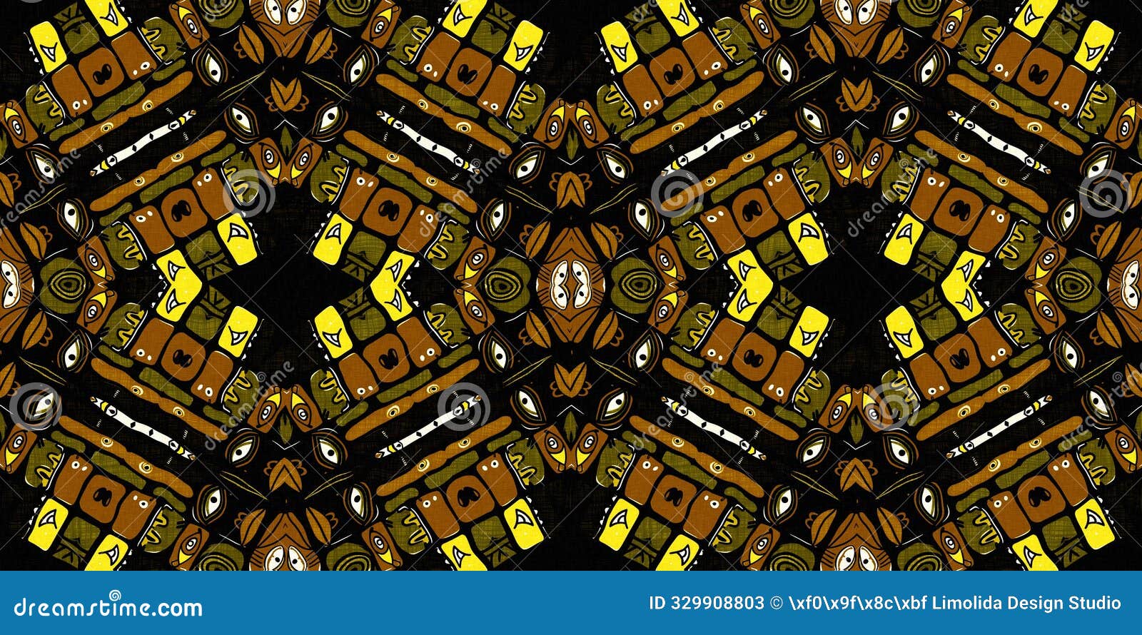 Modern Tribal Shape Mud Cloth Border Effect Seamless Pattern. Stylized ...