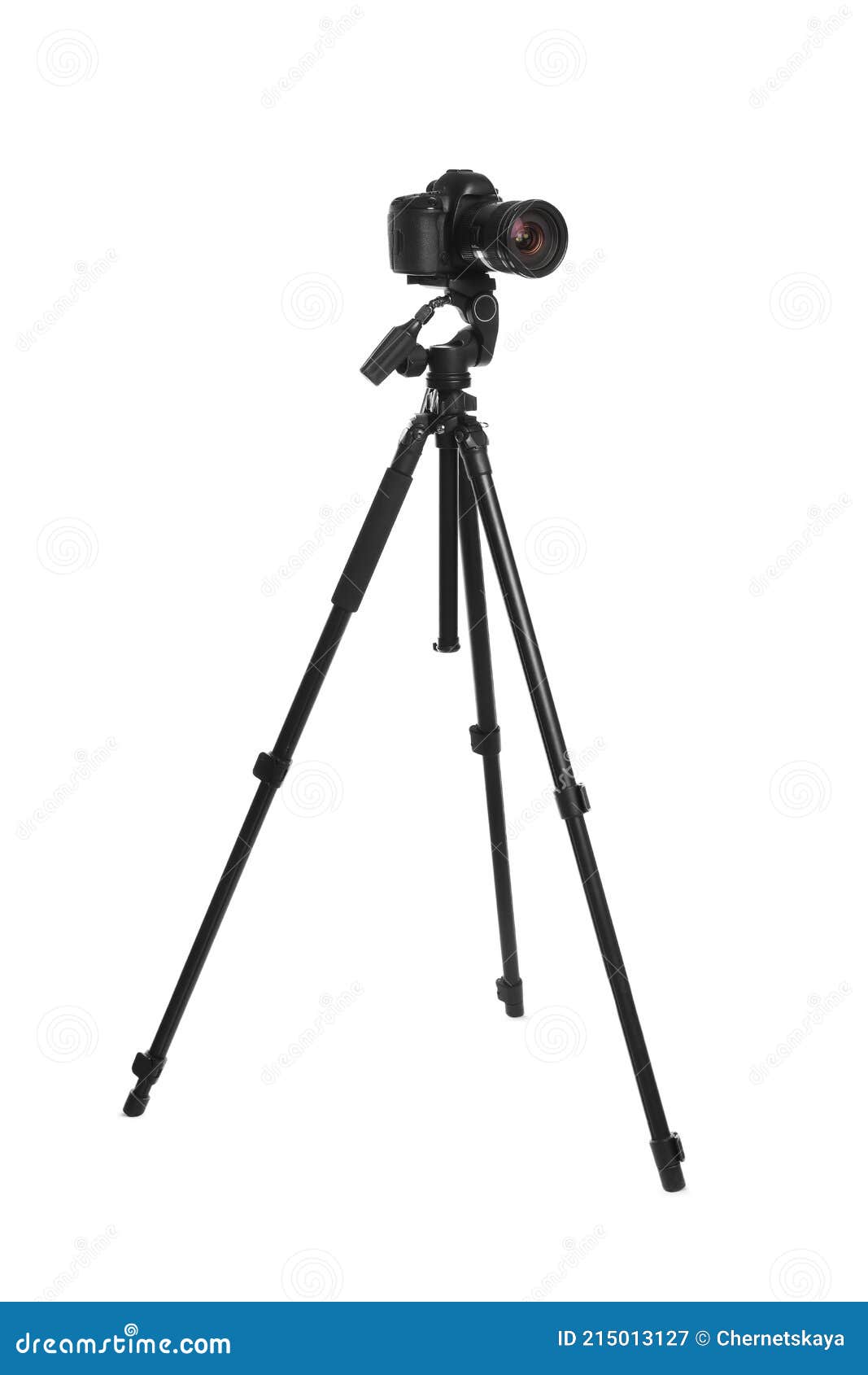 Modern Tripod with Professional Camera Isolated on White Stock Image ...