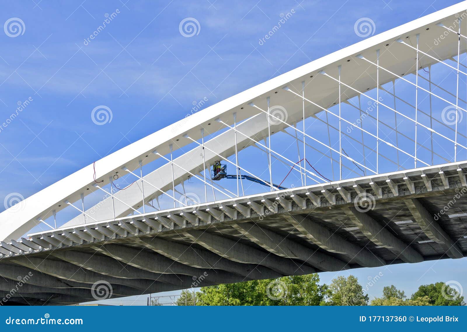 Modern Troja-bridge in Prague Stock Photo - Image of installation ...