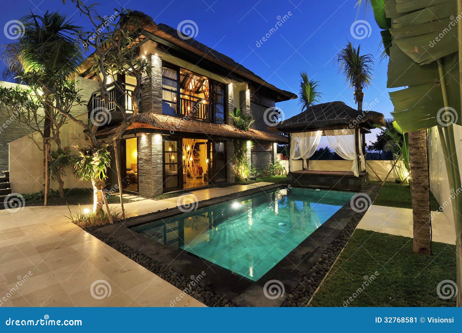 Modern Tropical Villa with Swimming Pool Stock Image - Image of hotel ...
