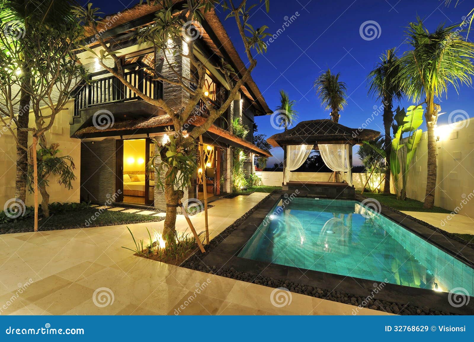 Modern Tropical Villa with Swimming Pool Stock Image - Image of ocean ...